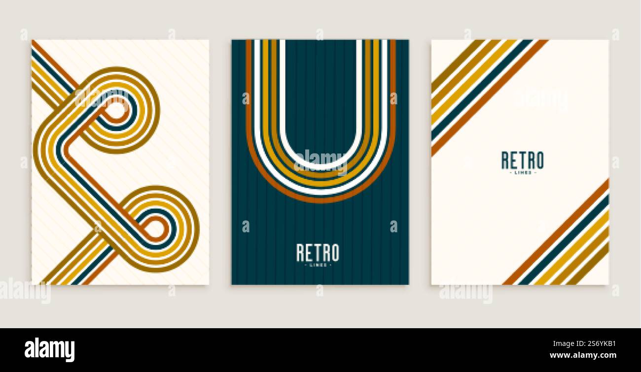 retro style stripe lines flow poster design background Stock Vector ...