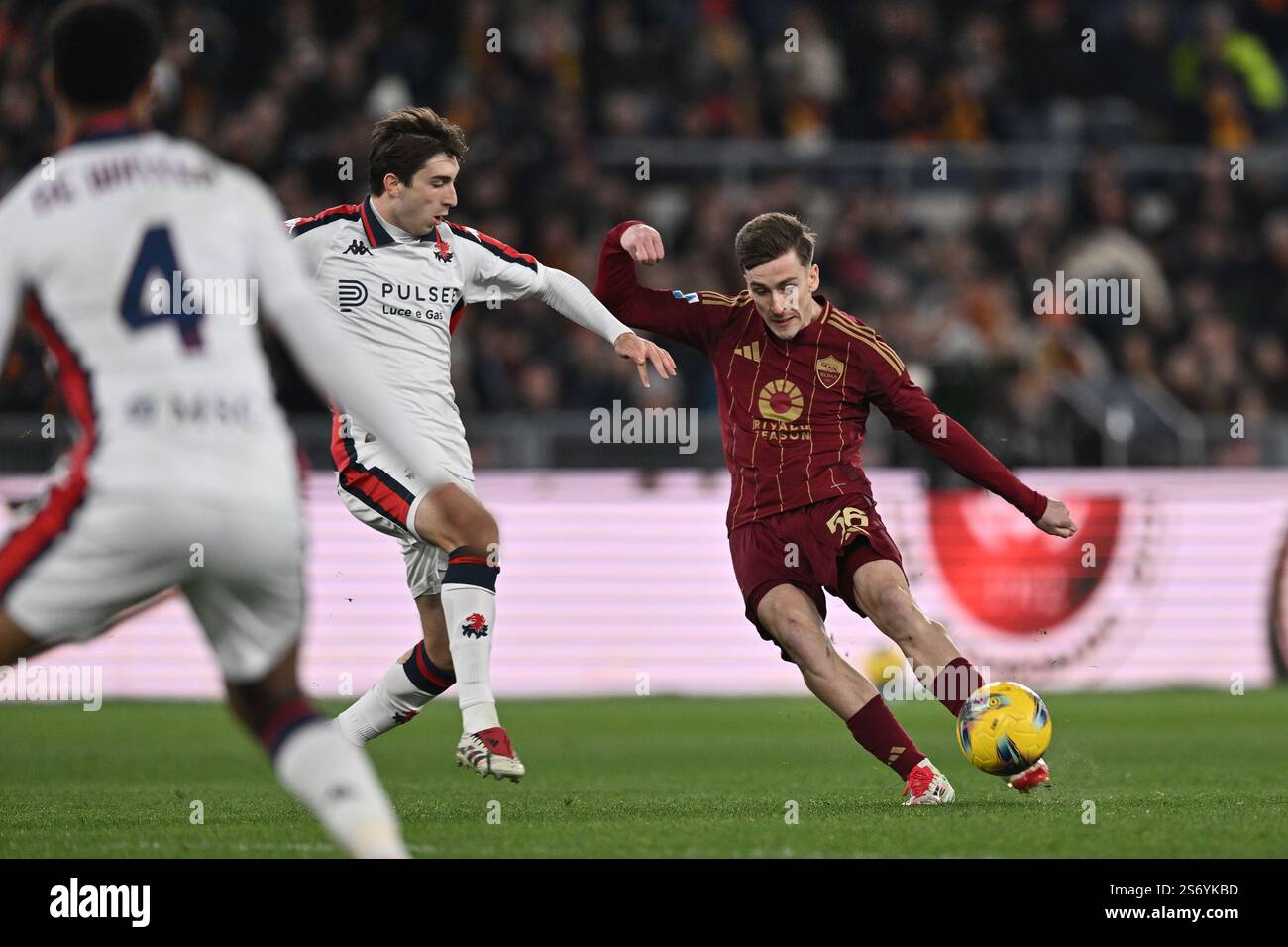 Samuel Dahl (Roma)Fabio Miretti (Genoa) during the Italian "Serie A ...