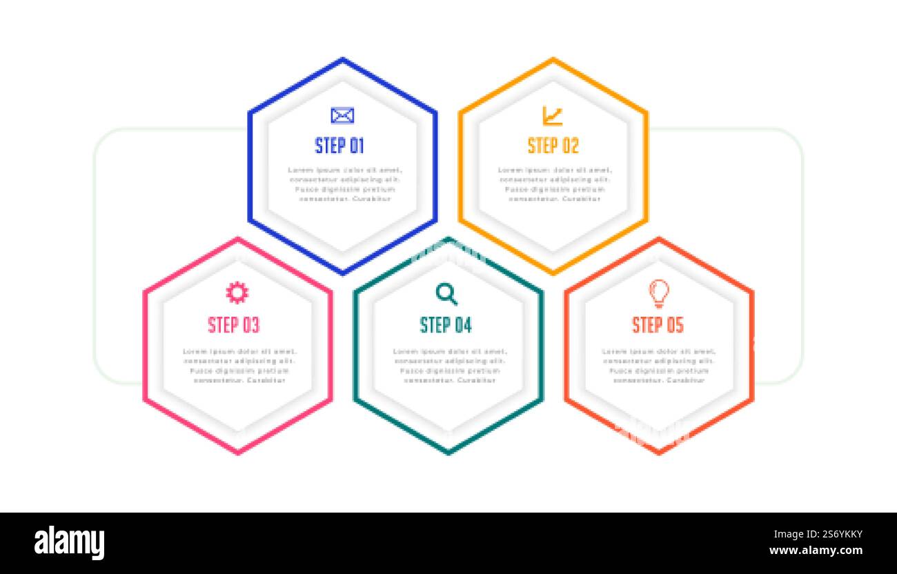 five steps hexagonal line infographic template Stock Vector Image & Art ...