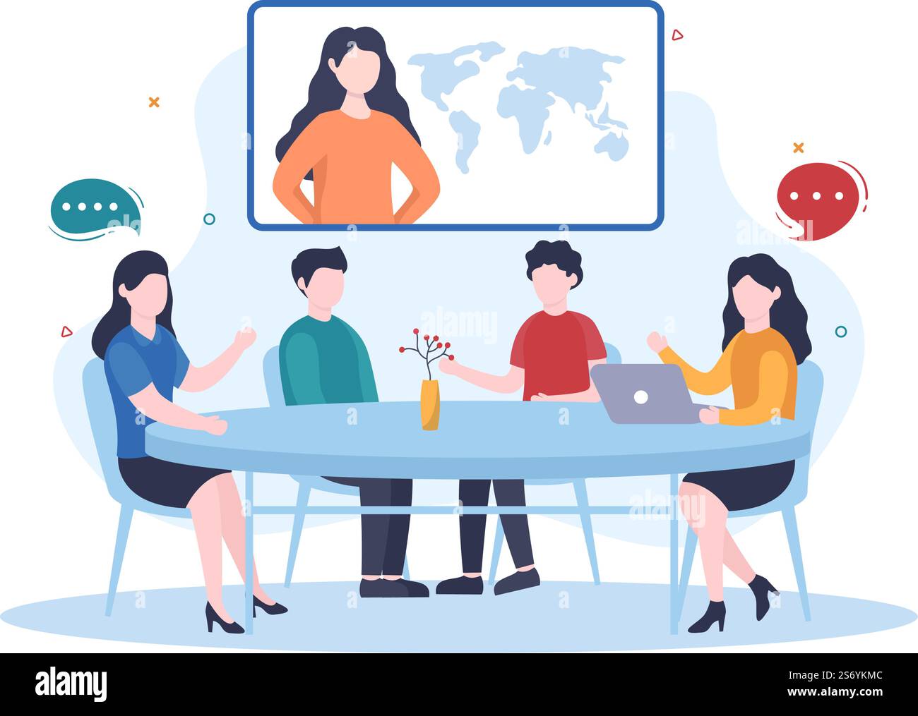 Politician Cartoon Hand Drawn Illustration with Meeting Concept for ...