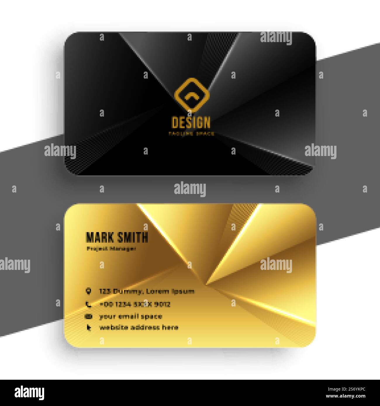 black and golden royal business card in geometric style Stock Vector ...