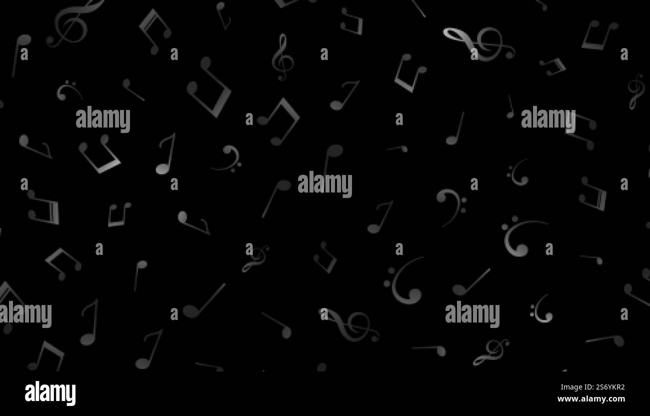 musical notes pattern on black background Stock Vector Image & Art - Alamy