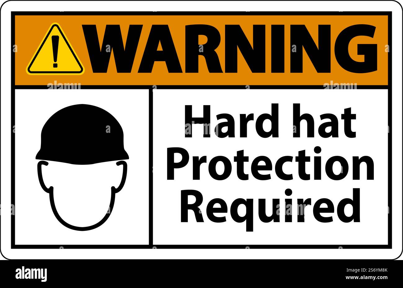 Warning Hard Hat Protection Required Sign On White Background Stock ...