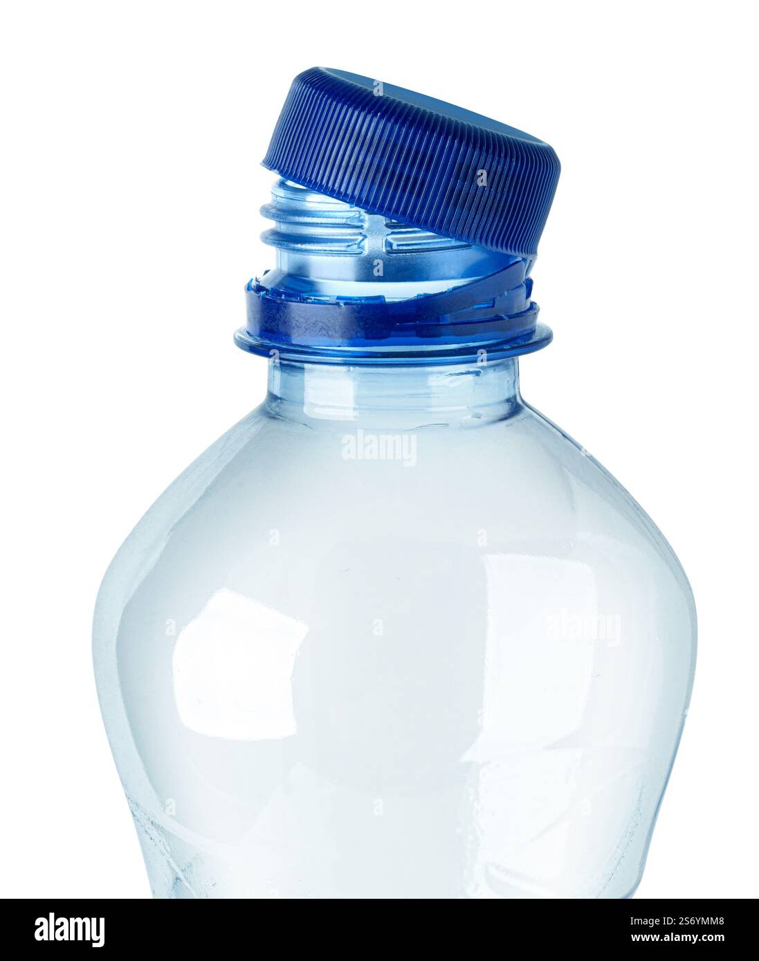 Close up of new cap attached to plastic bottle, connected to the neck ...
