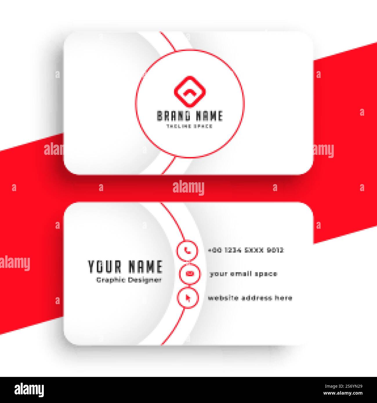 minimalist line style white business card template Stock Vector Image ...