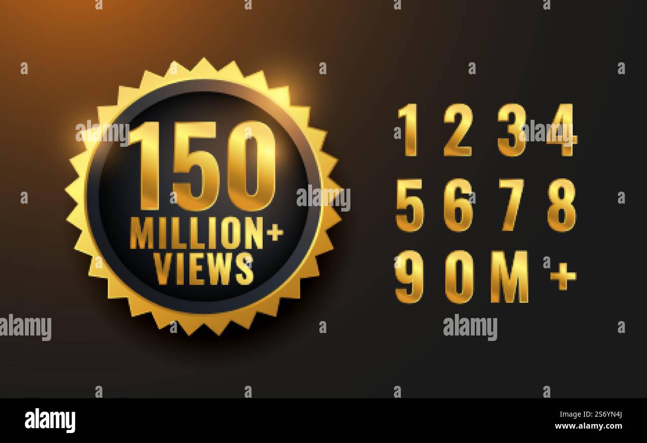 150 million views golden label design Stock Vector Image & Art - Alamy