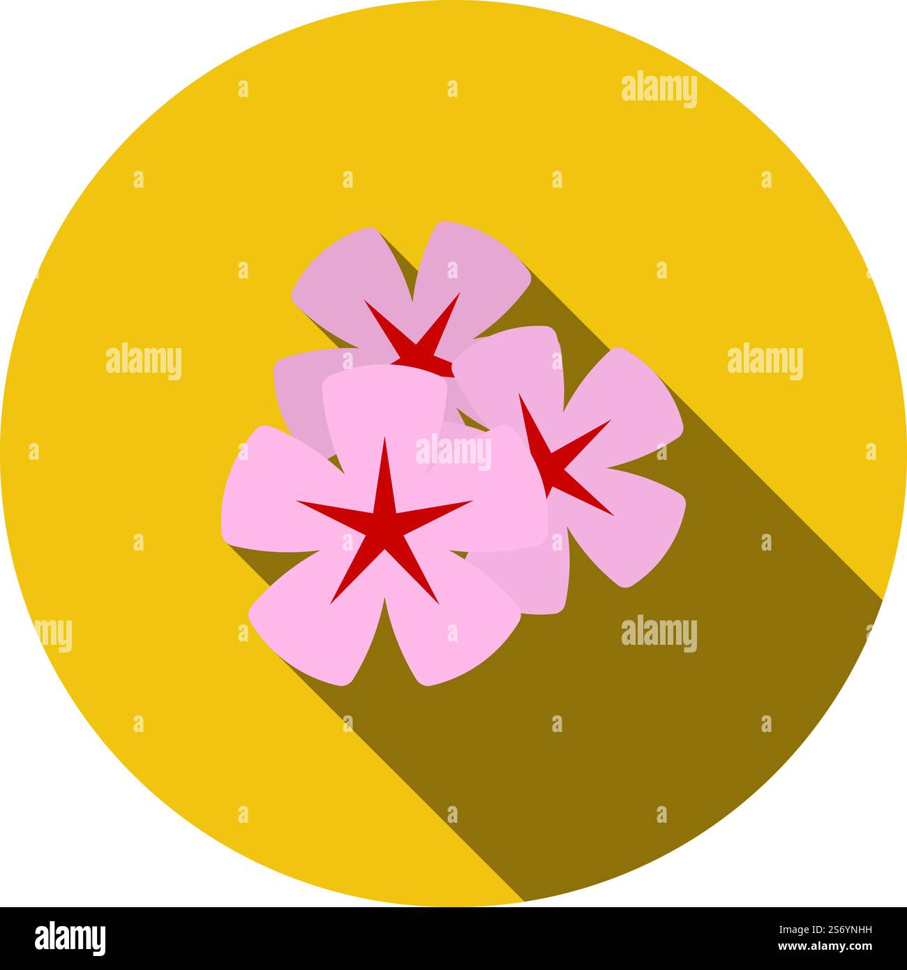 Frangipani Flower Icon. Flat Circle Stencil Design With Long Shadow ...