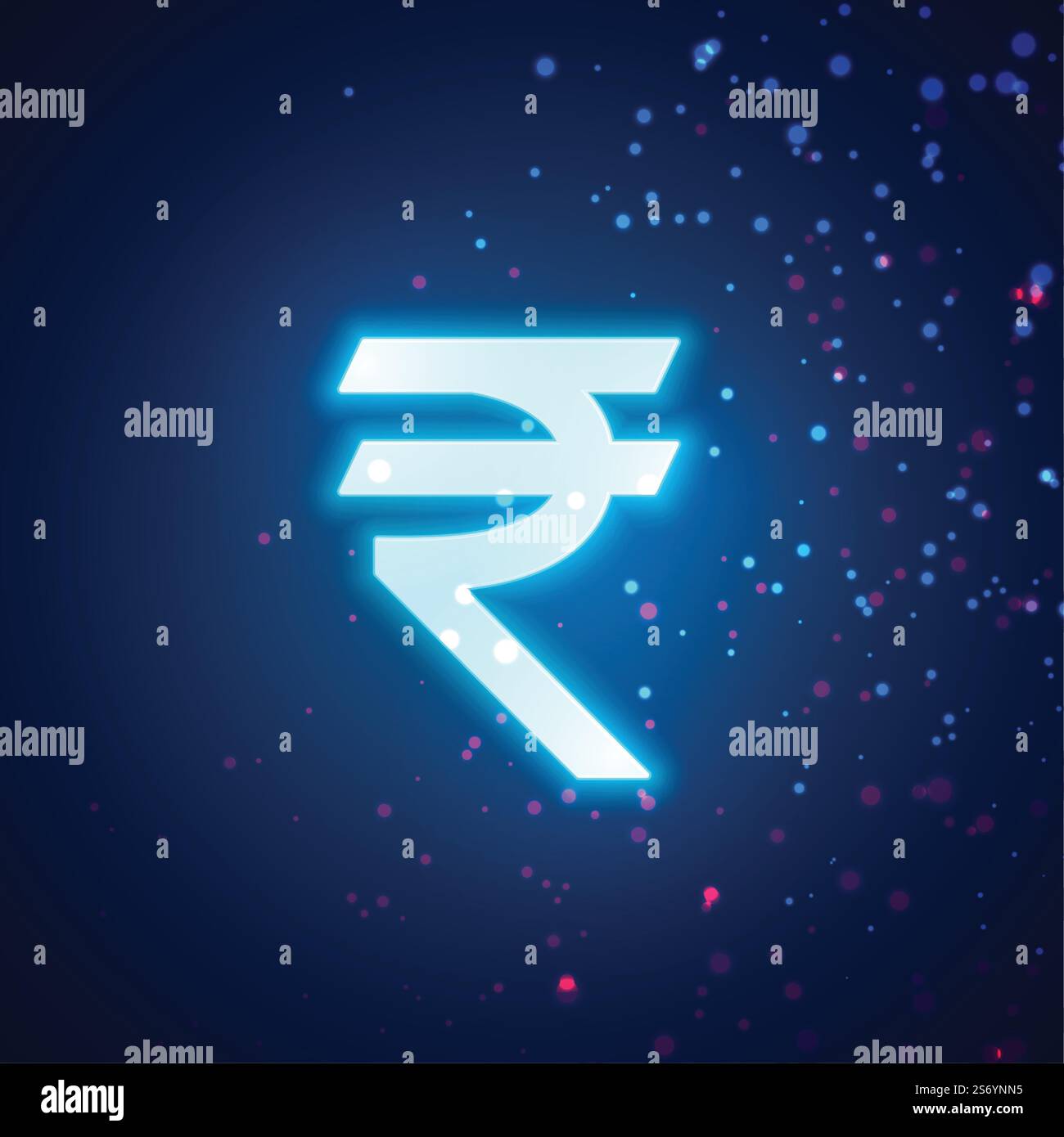 digital glowing rupee symbol with particle effect Stock Vector Image ...