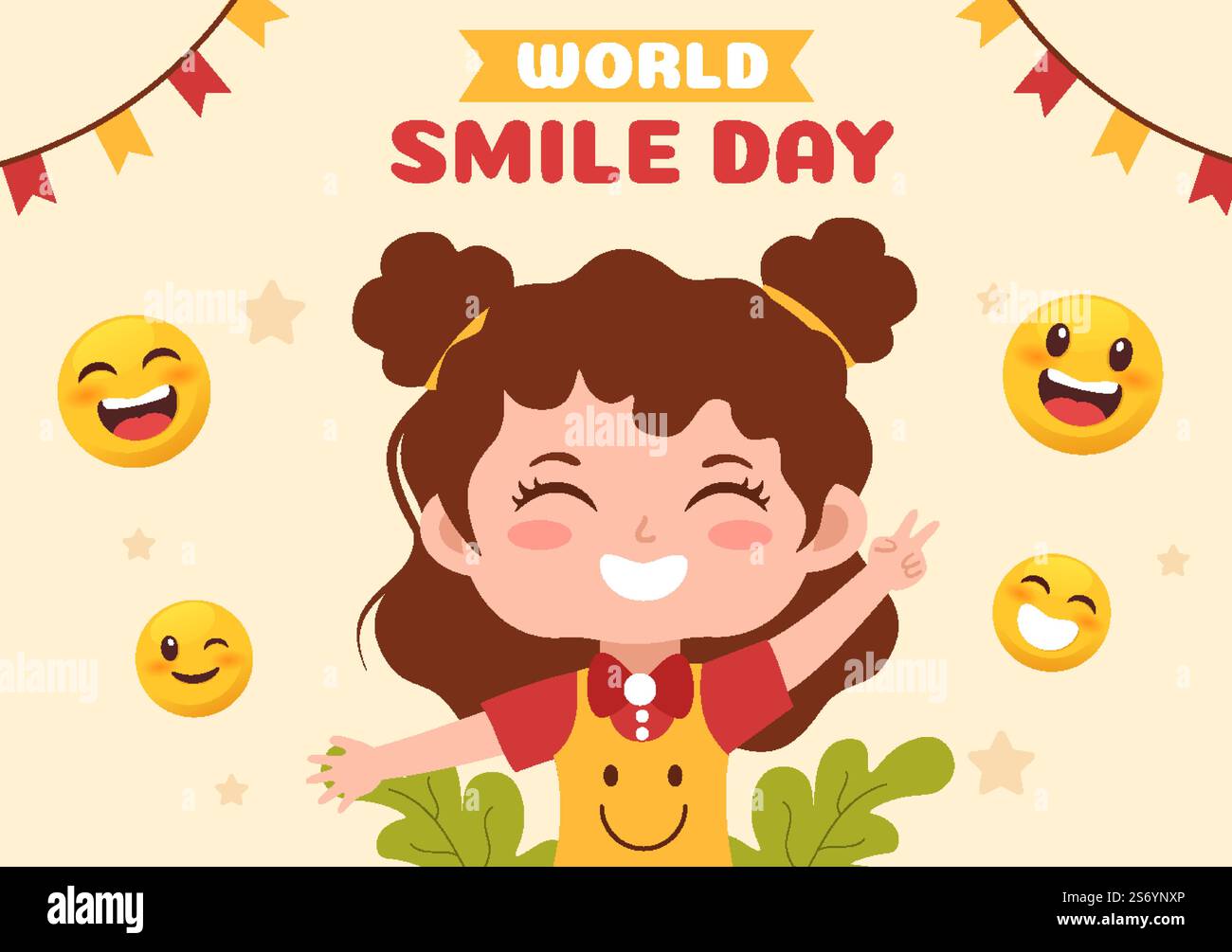 World Smile Day Hand Drawn Cartoon Illustration with Smiling Children ...