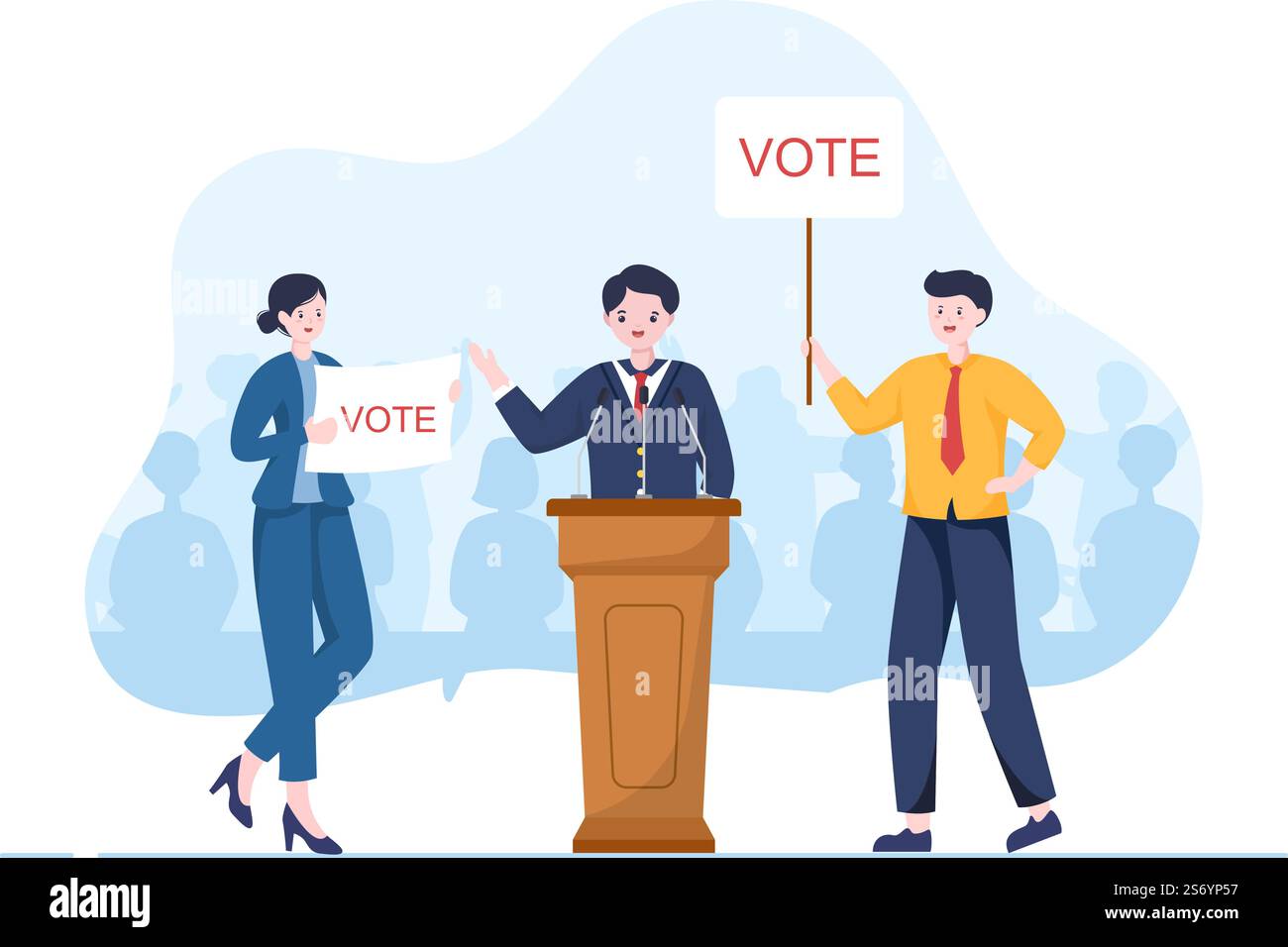 Political Candidate Cartoon Hand Drawn Illustration with Debates ...