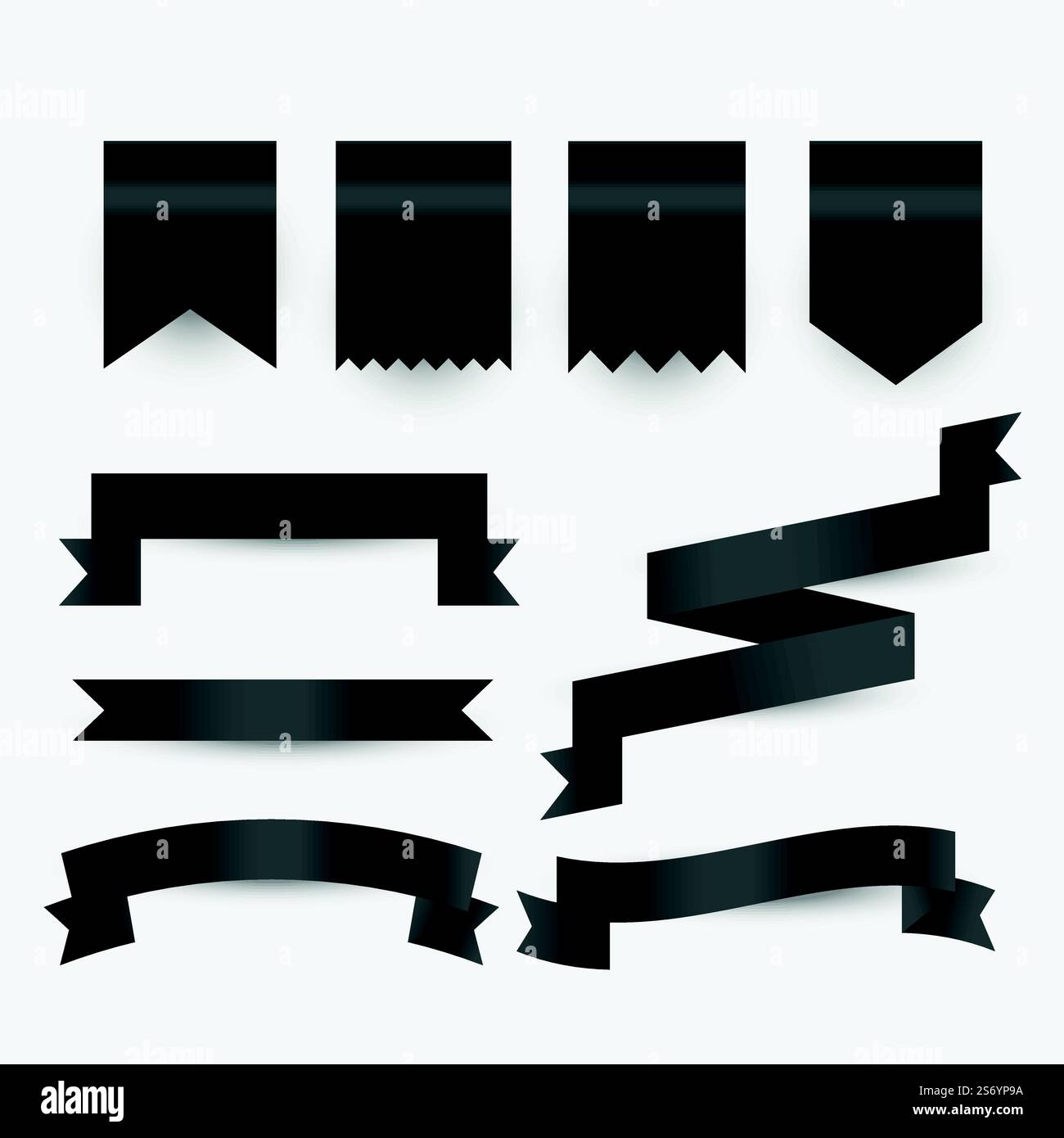 black ribbons and tags labels set Stock Vector Image & Art - Alamy
