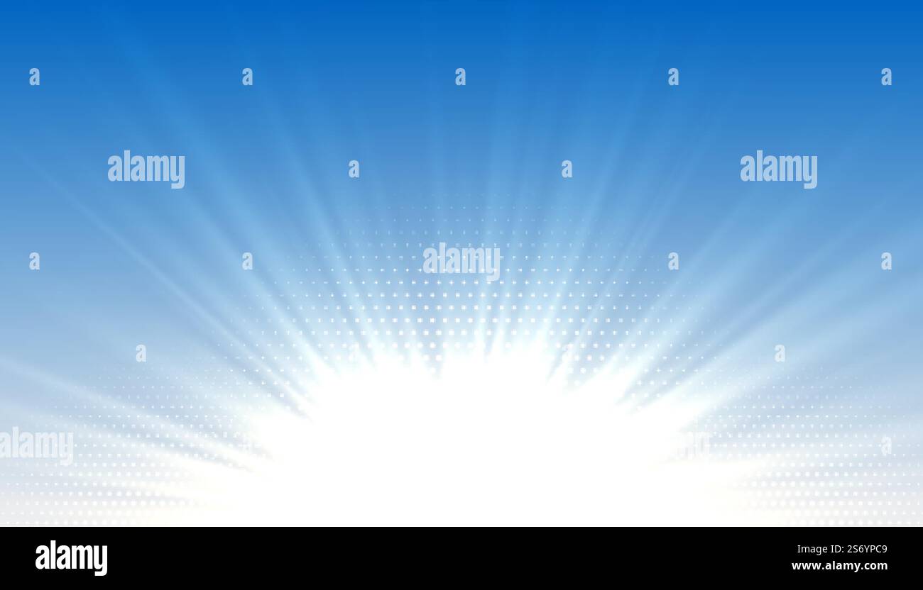 blue skye with glowing sun rays background Stock Vector Image & Art - Alamy
