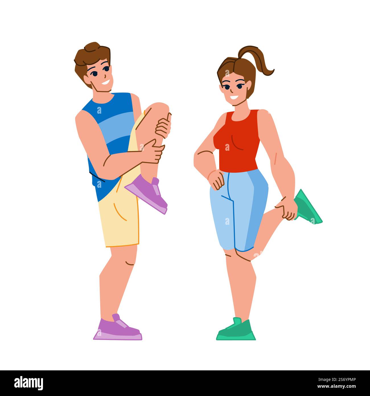 couple exercising vector. sport man woman, healthy workout, young ...