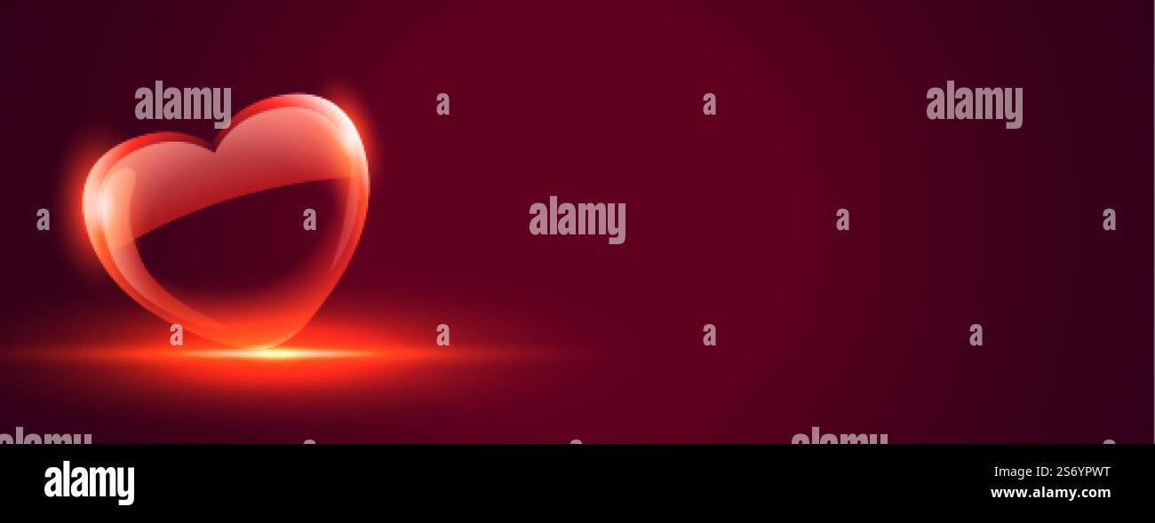glossy shiny love heart banner for valentines day Stock Vector Image ...