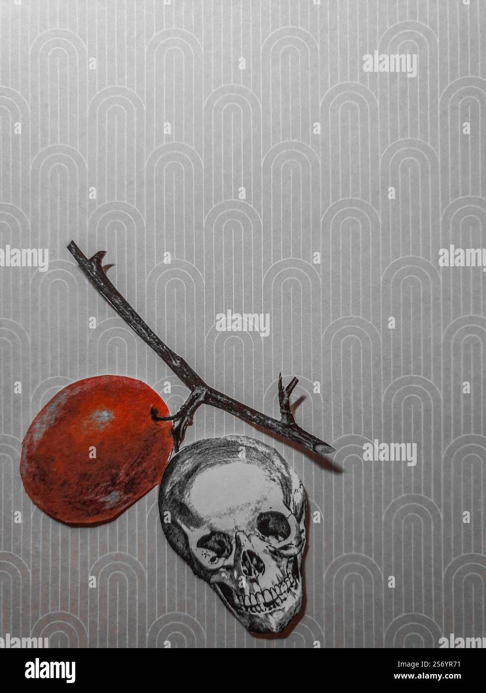 Conceptual collage art of two berries one of which is in form of a ...