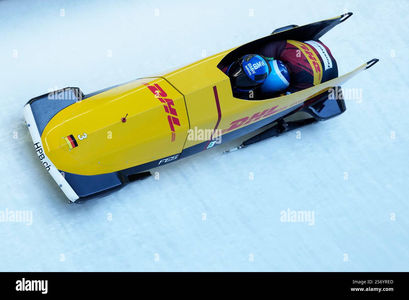 Adam Ammour and Nick Stadelmann, of Germany, speed down the track in ...