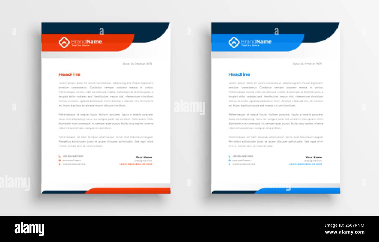 professional letterhead template design in two colors Stock Vector ...