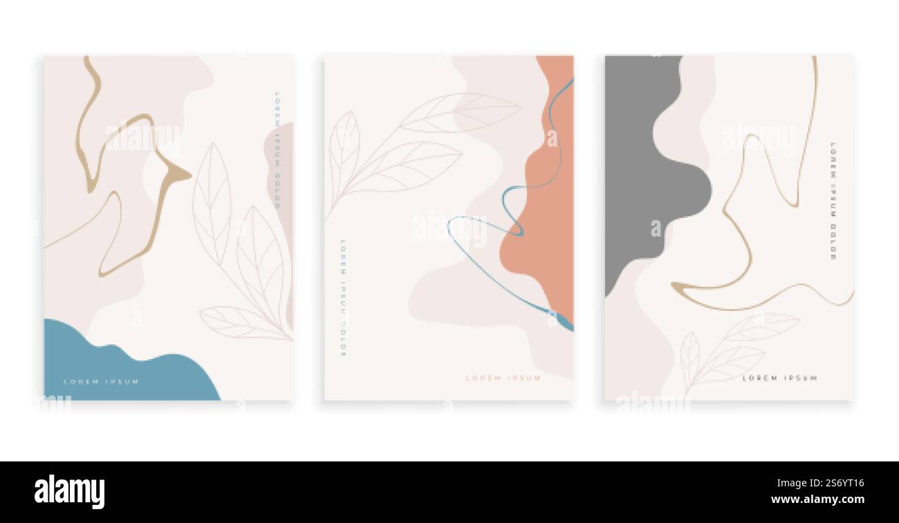 contemporary art posters set with fluid lines design Stock Vector Image ...