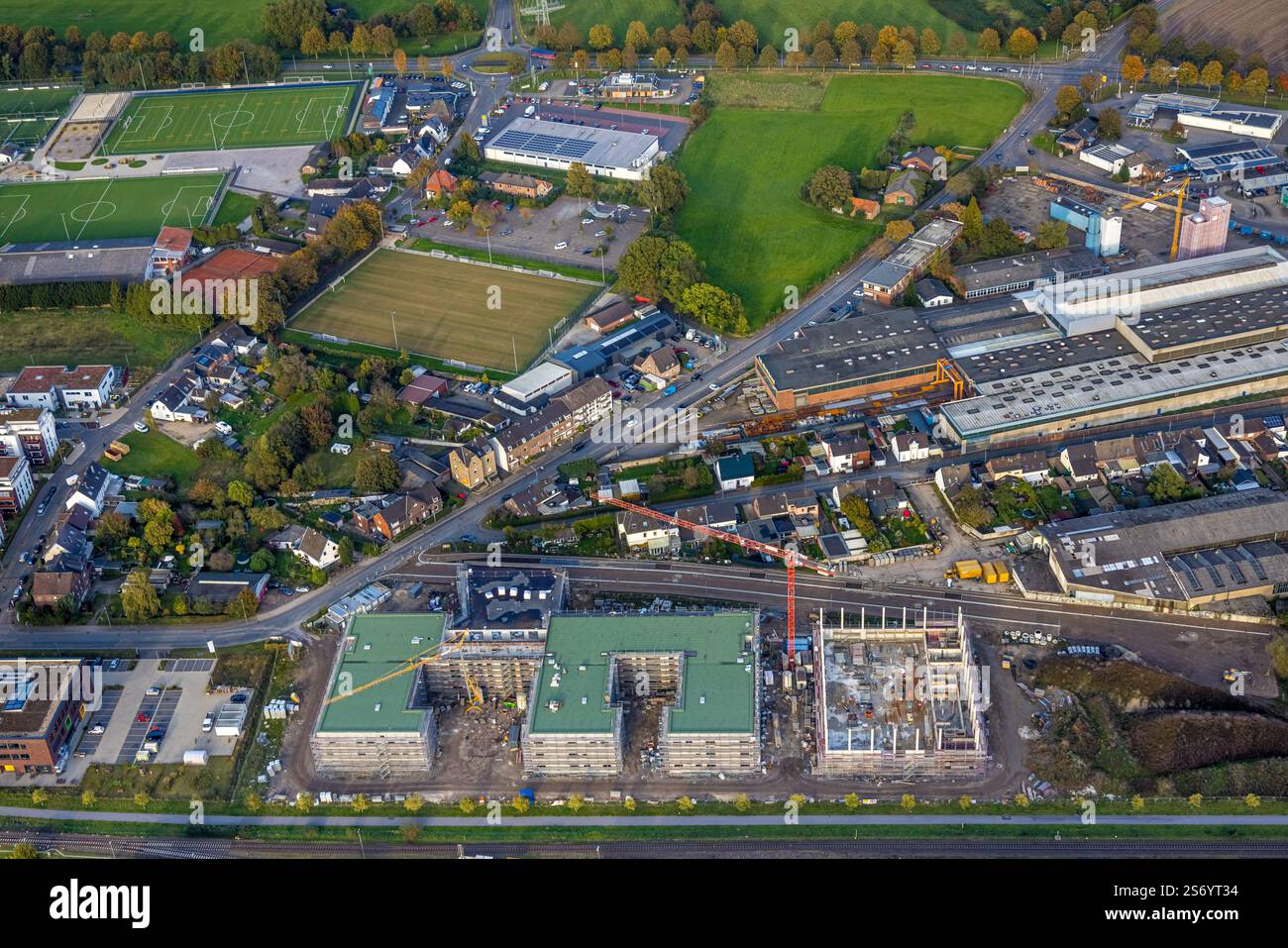 Aerial view, construction site of the new Konrad-Adenauer-Gymnasium an ...