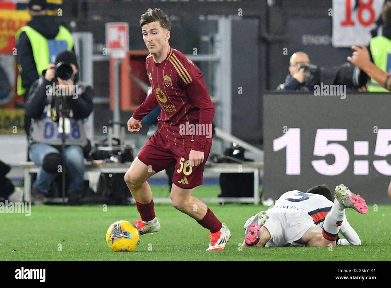 Rome, Lazio. 17th Jan, 2025. Alexis Saelemaekers of AS Roma, Martin Aaron of Genoa during the ...