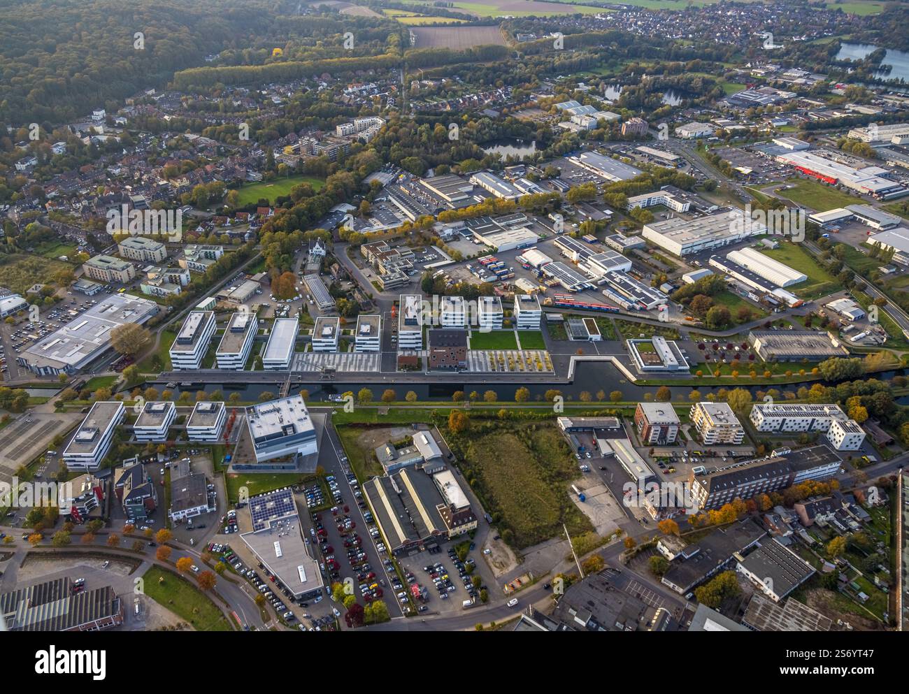 Aerial view, Spoy Canal and Rhine-Waal University of Applied Sciences ...