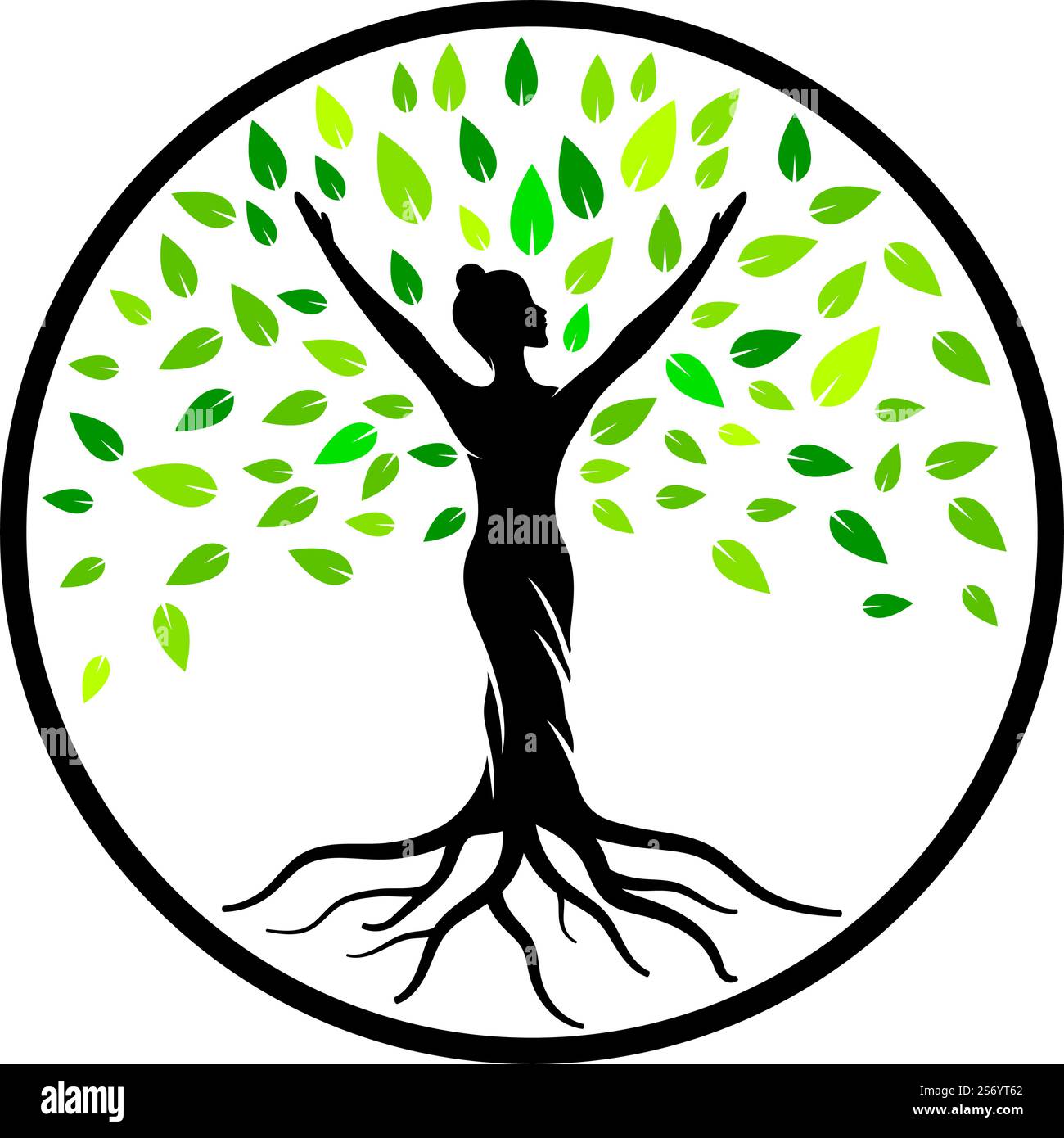 Illustration of Women tree leaf with roots vector flat design template ...