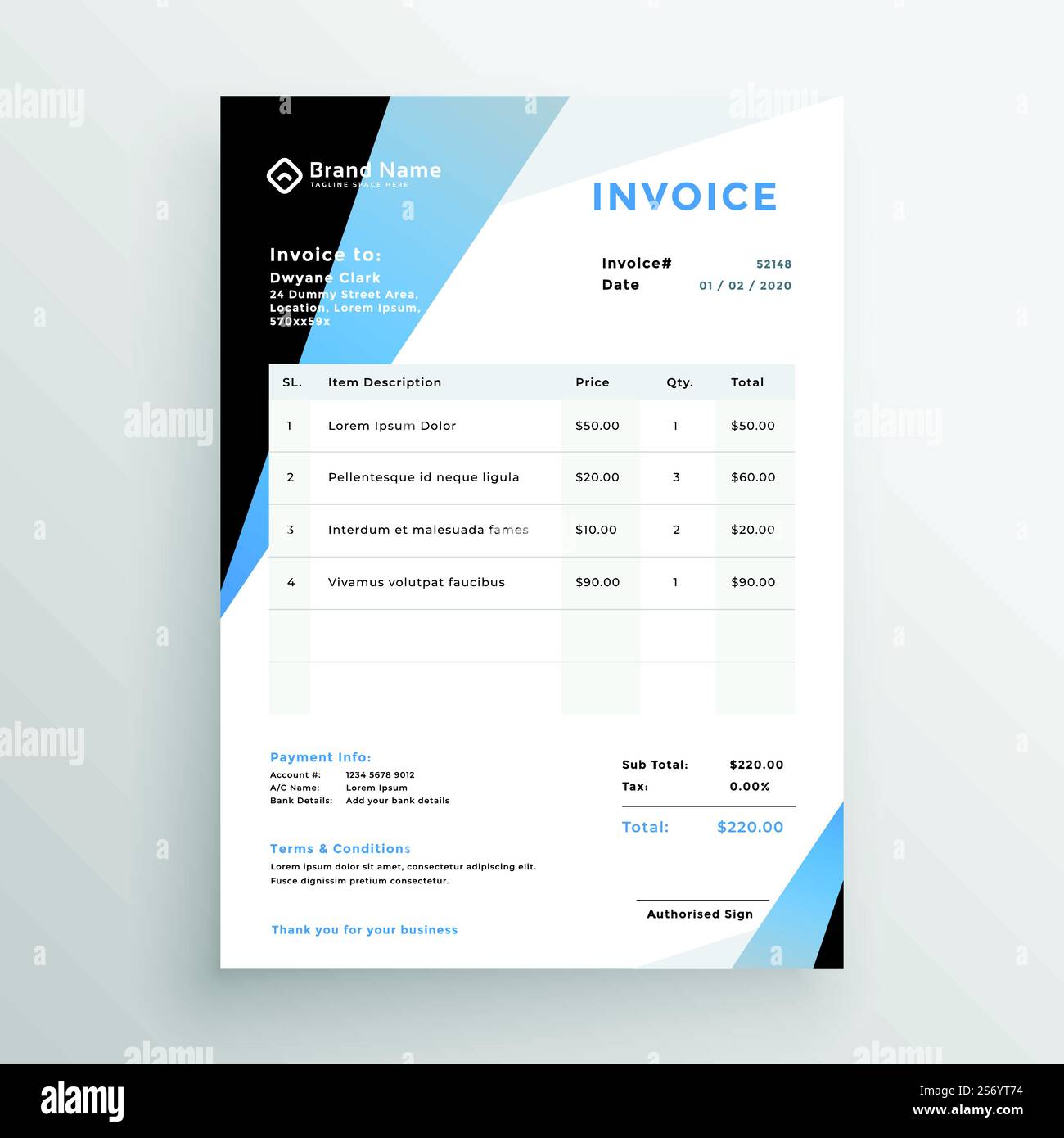 abstract geometric invoice template design Stock Vector Image & Art - Alamy
