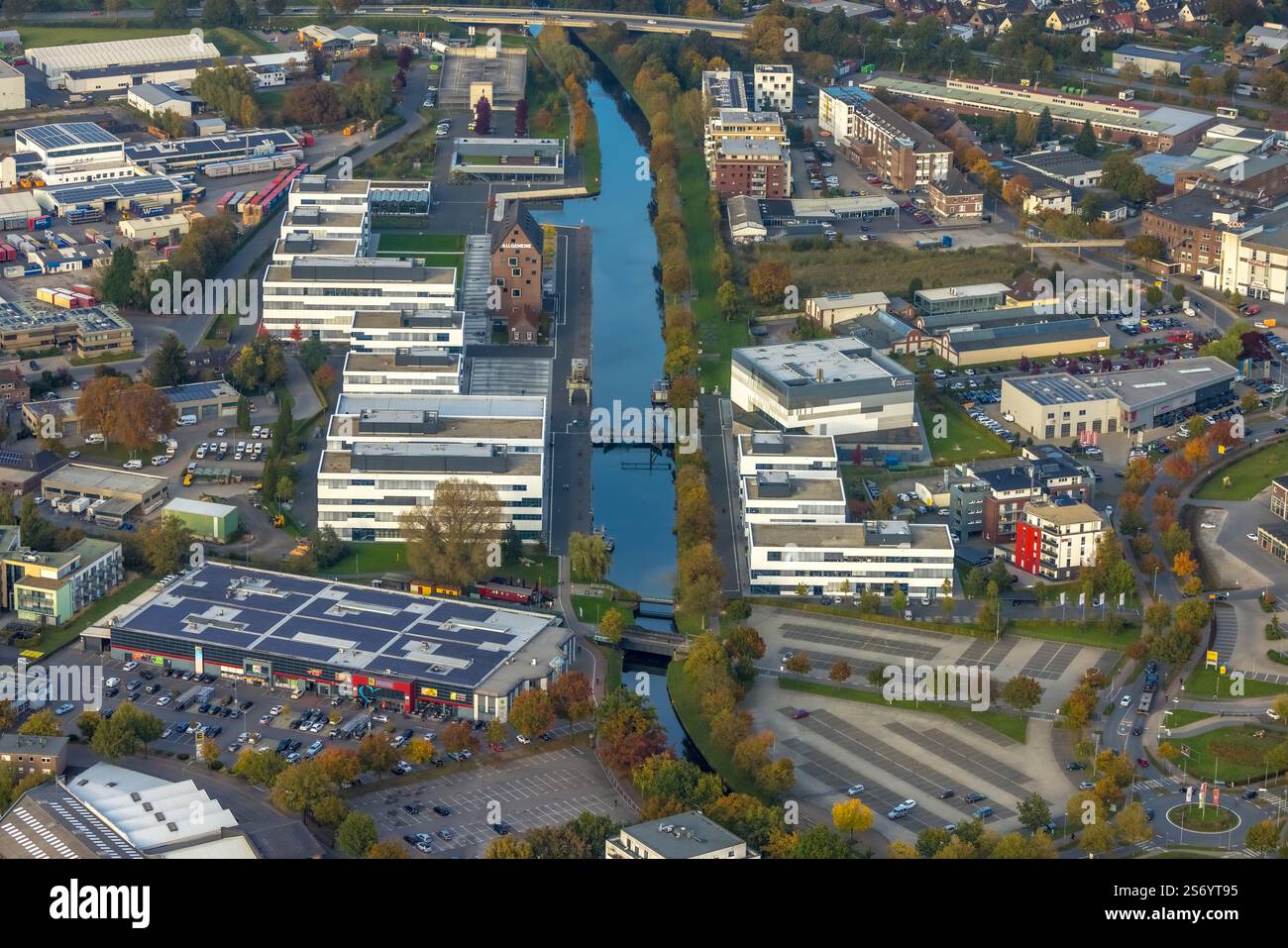 Aerial view, Spoy Canal and Rhine-Waal University of Applied Sciences ...