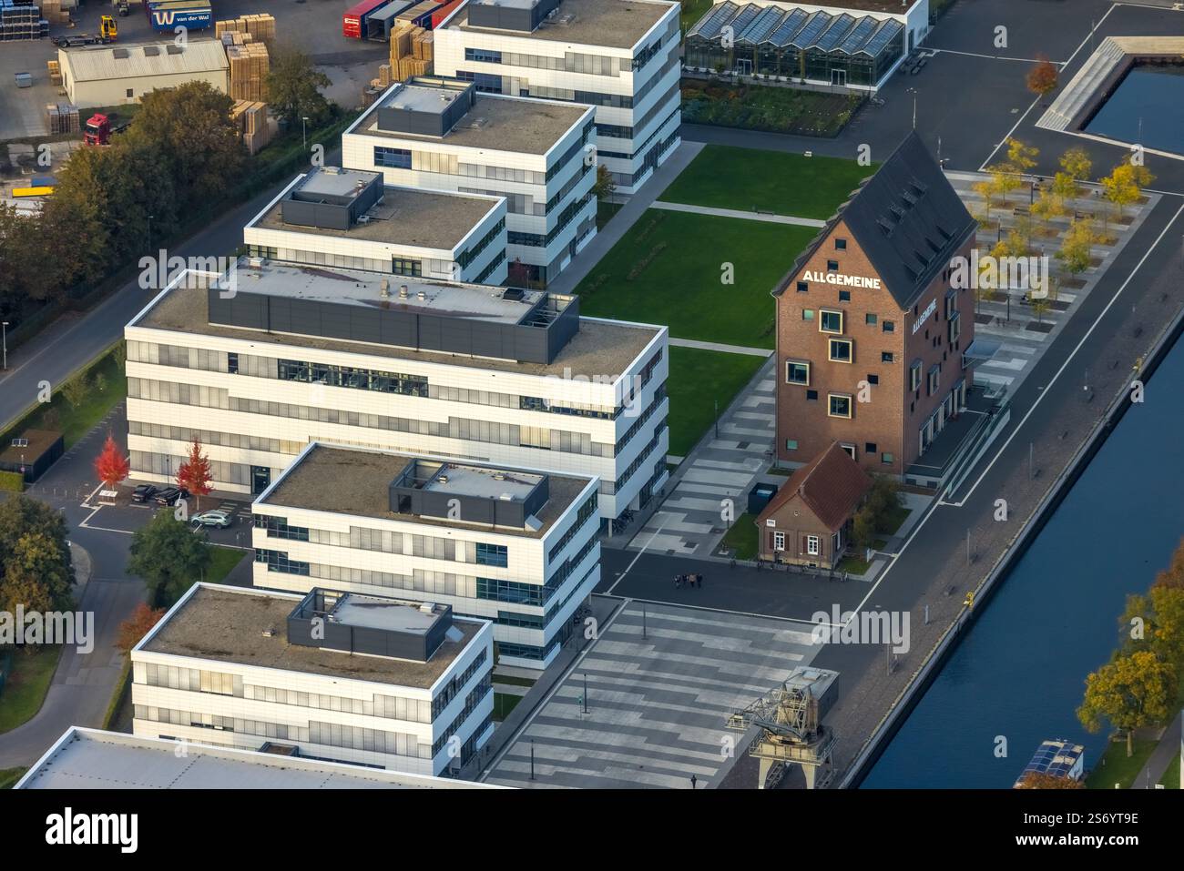 Aerial view, Spoy Canal and Rhine-Waal University of Applied Sciences ...
