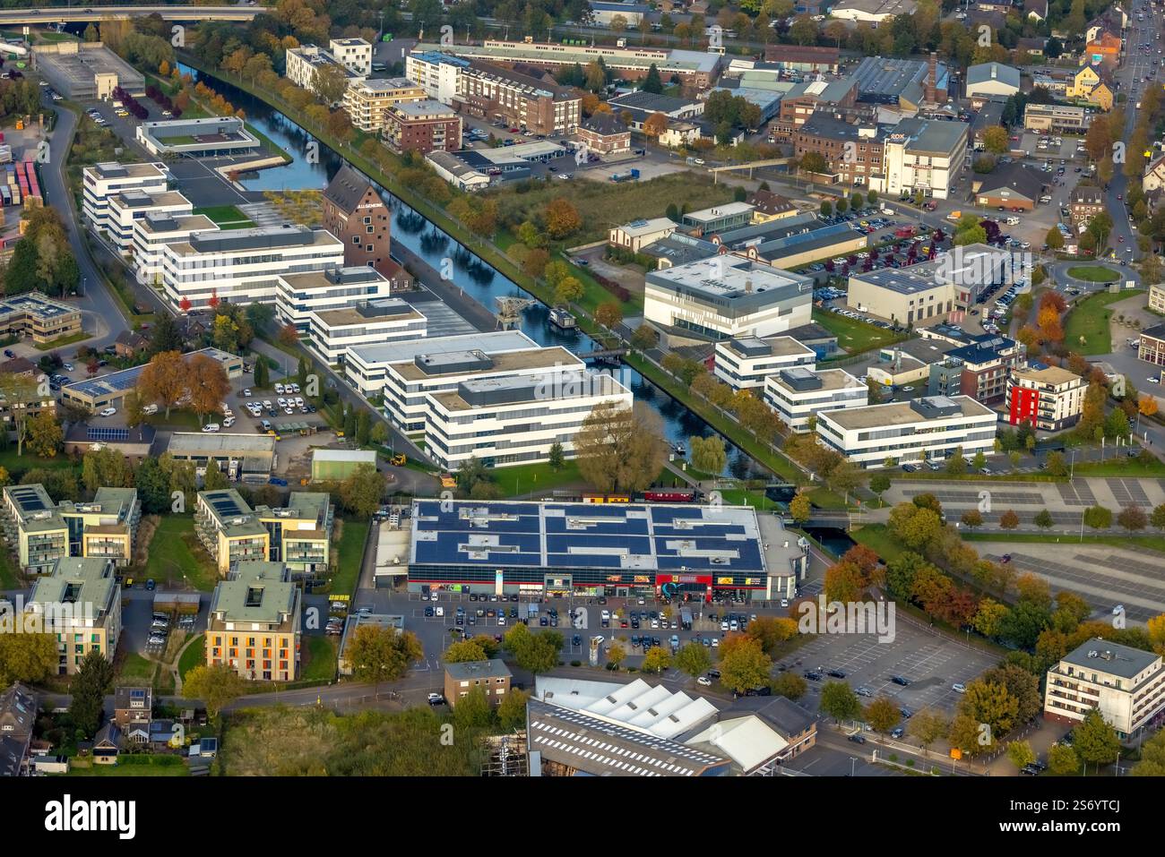 Aerial view, Spoy Canal and Rhine-Waal University of Applied Sciences ...