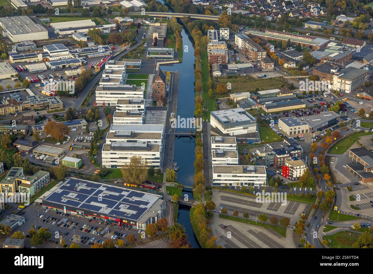 Aerial view, Spoy Canal and Rhine-Waal University of Applied Sciences ...