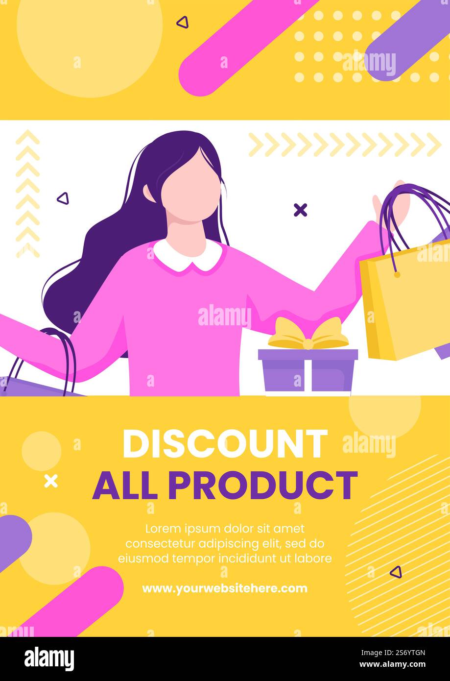 Discount Flyer Template Hand Drawn Cartoon Flat Illustration Stock ...
