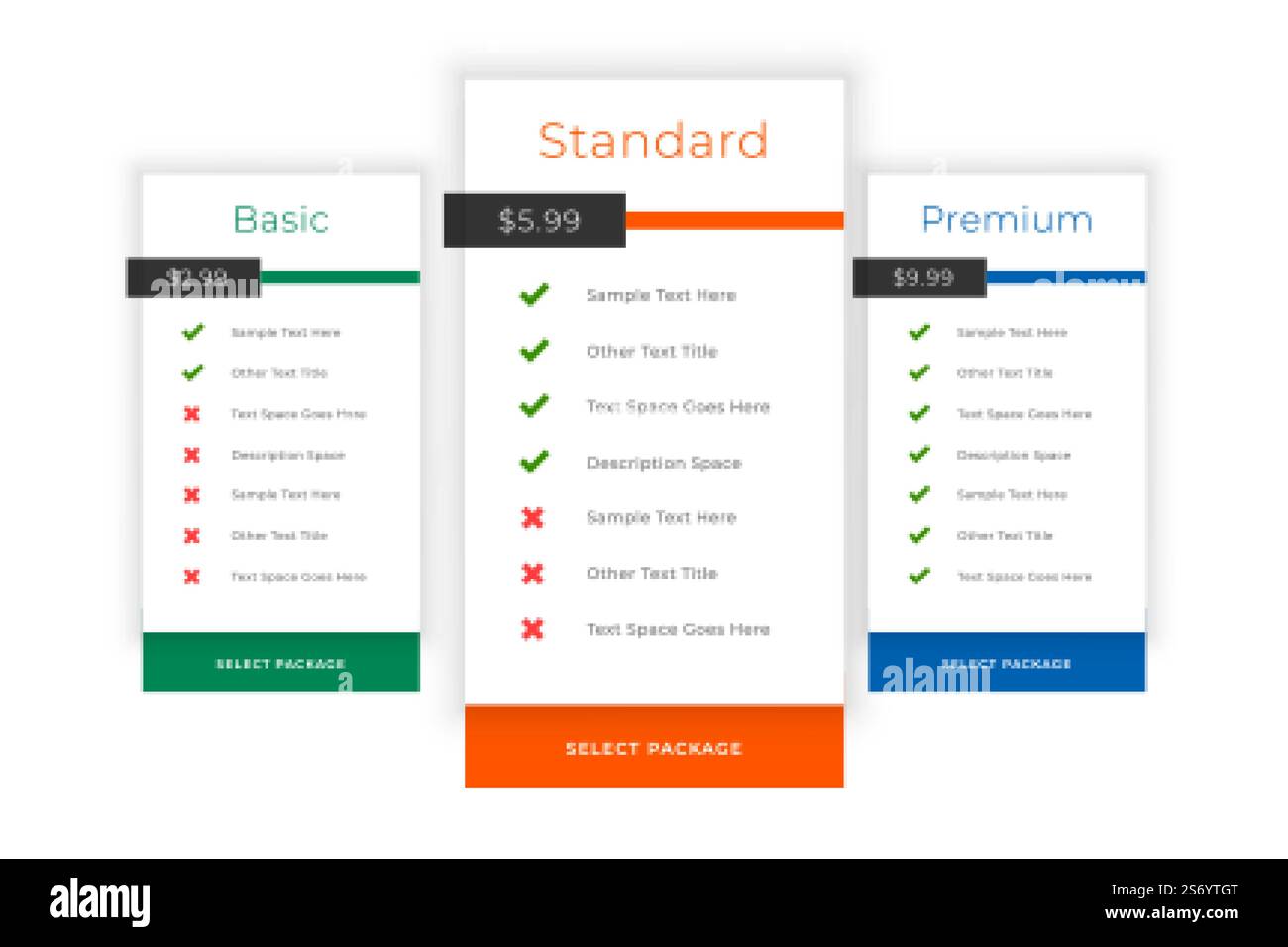 web pricing table comparison boxes template Stock Vector Image & Art ...