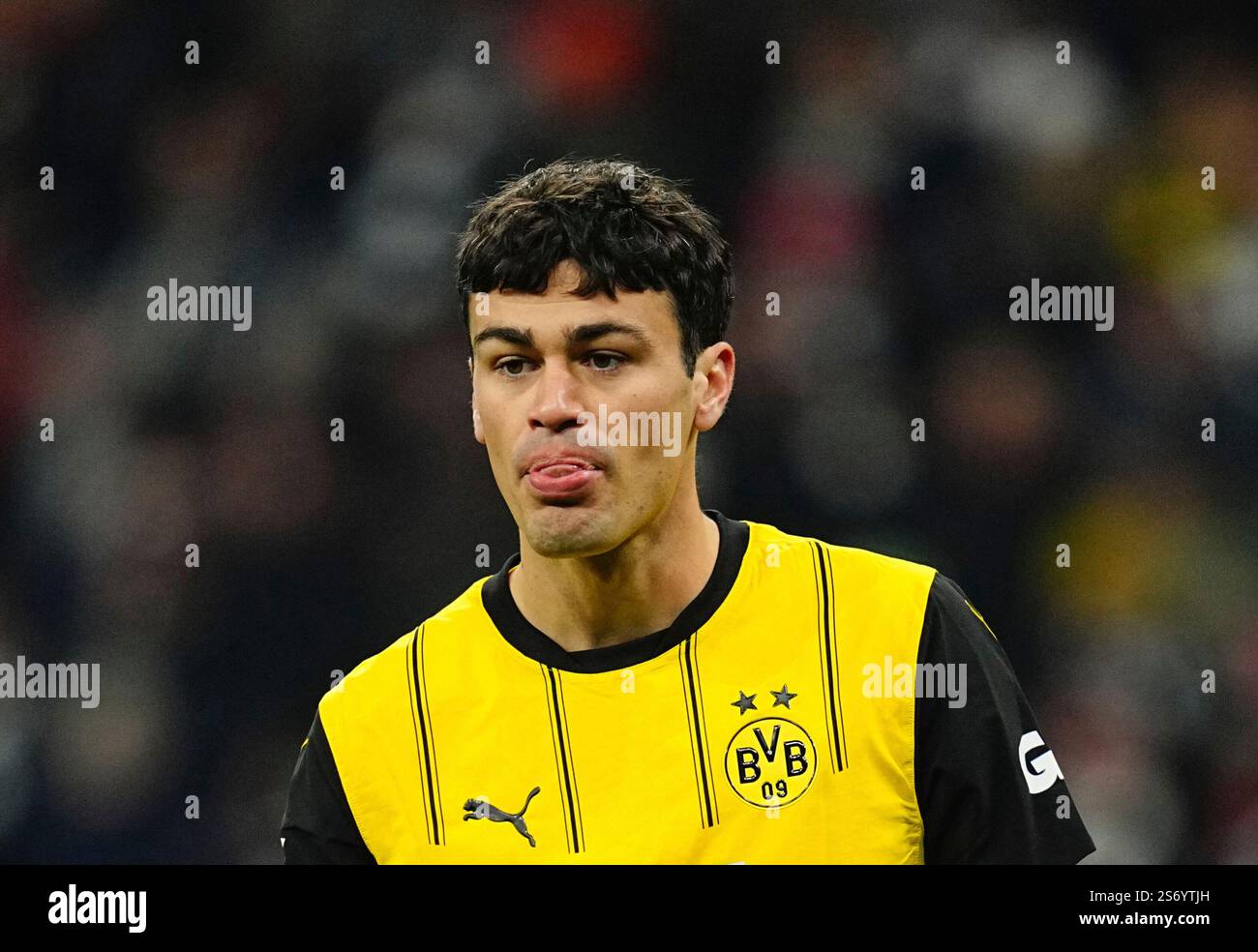 January 17 2025: Giovanni Reyna of Borussia Dortmund looks on during a ...