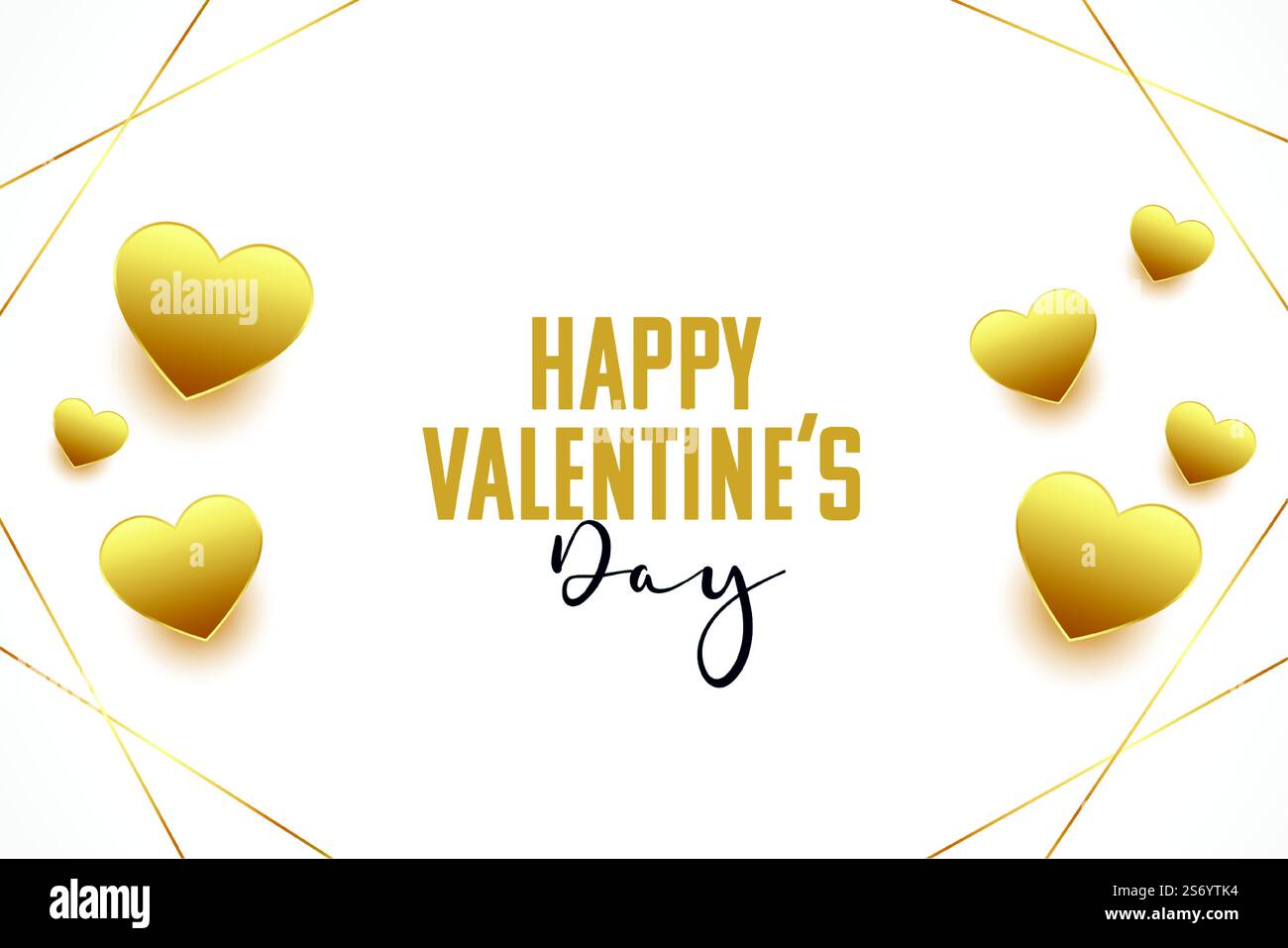 sweet golden valentines day hearts on white background Stock Vector ...