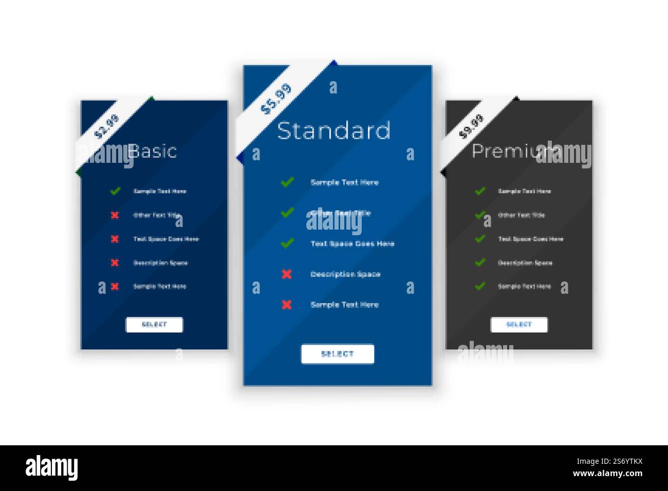 pricing purchase comparison table template Stock Vector Image & Art - Alamy