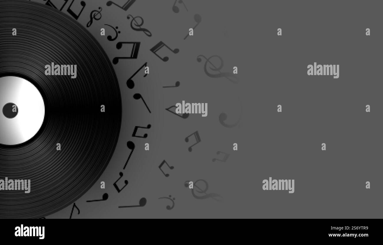 music vinyl record label with sound notes Stock Vector Image & Art - Alamy