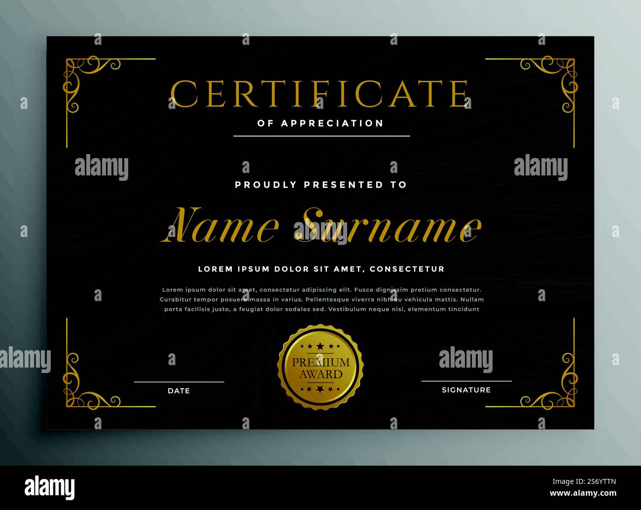 black certificate template for multipurpose use Stock Vector Image ...
