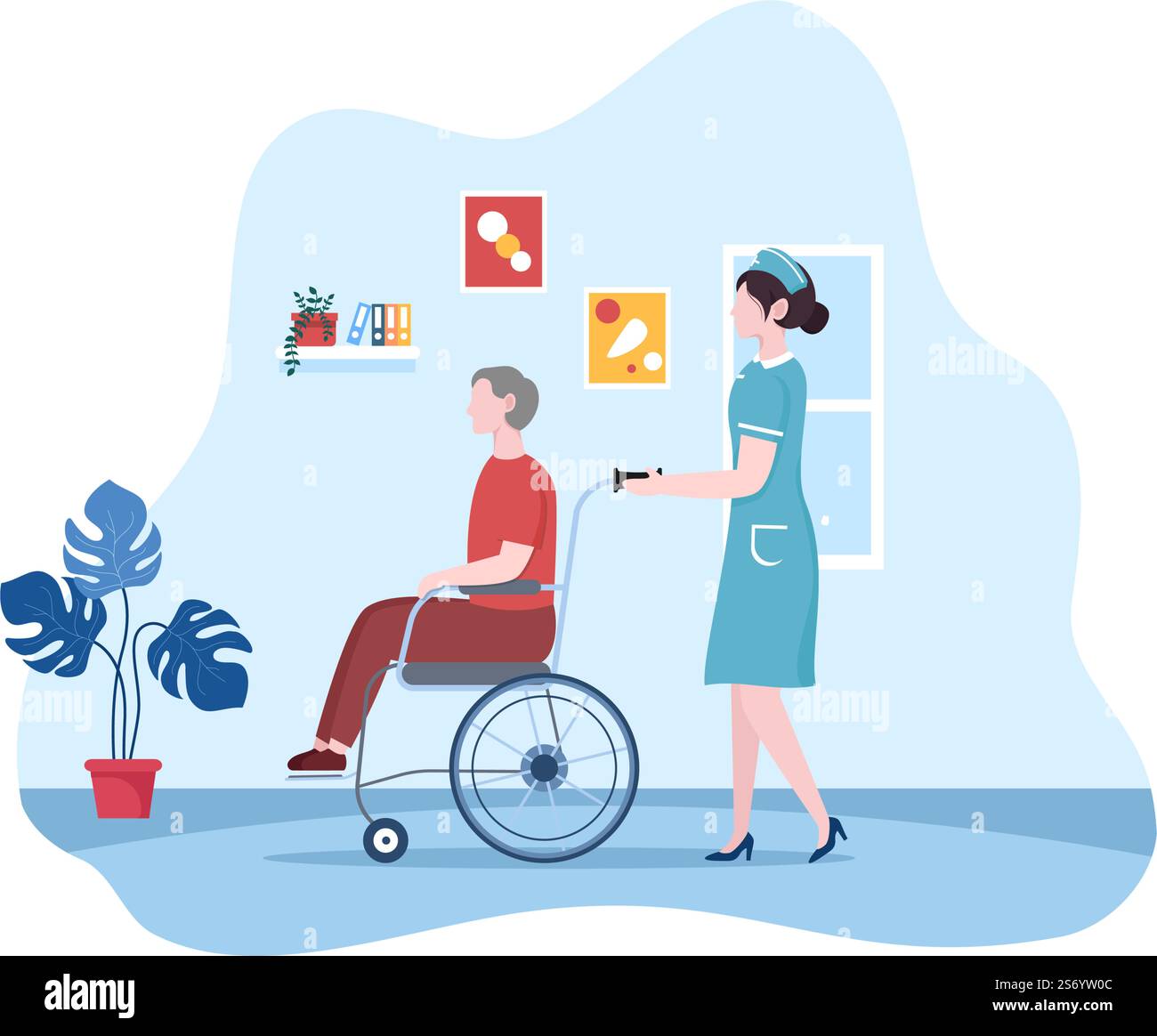 Elderly Care Services Hand Drawn Cartoon Flat Illustration with ...