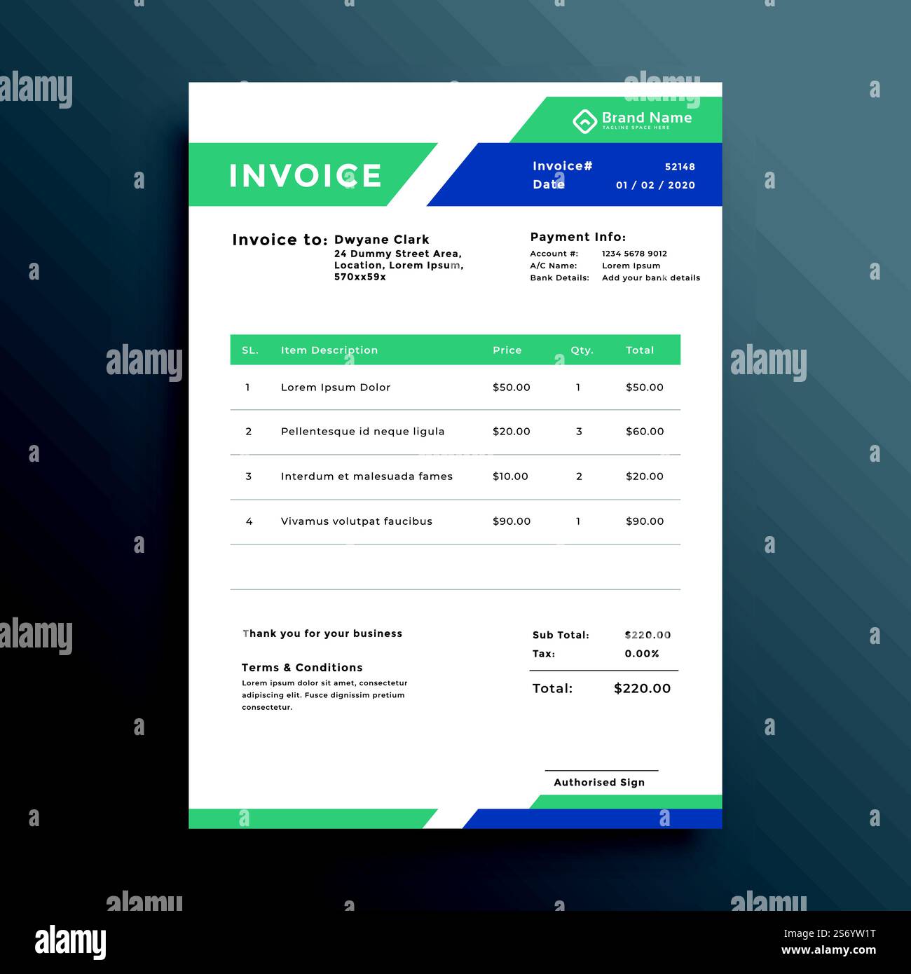 professional geometric invoice template design Stock Vector Image & Art ...
