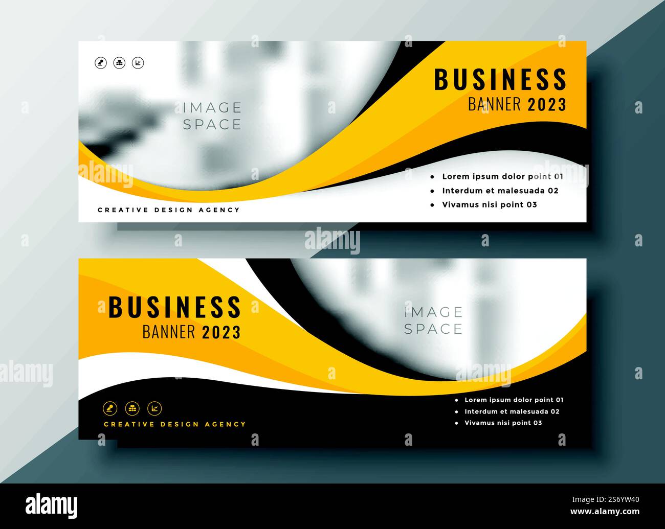 modern yellow wavy business banner design Stock Vector Image & Art - Alamy