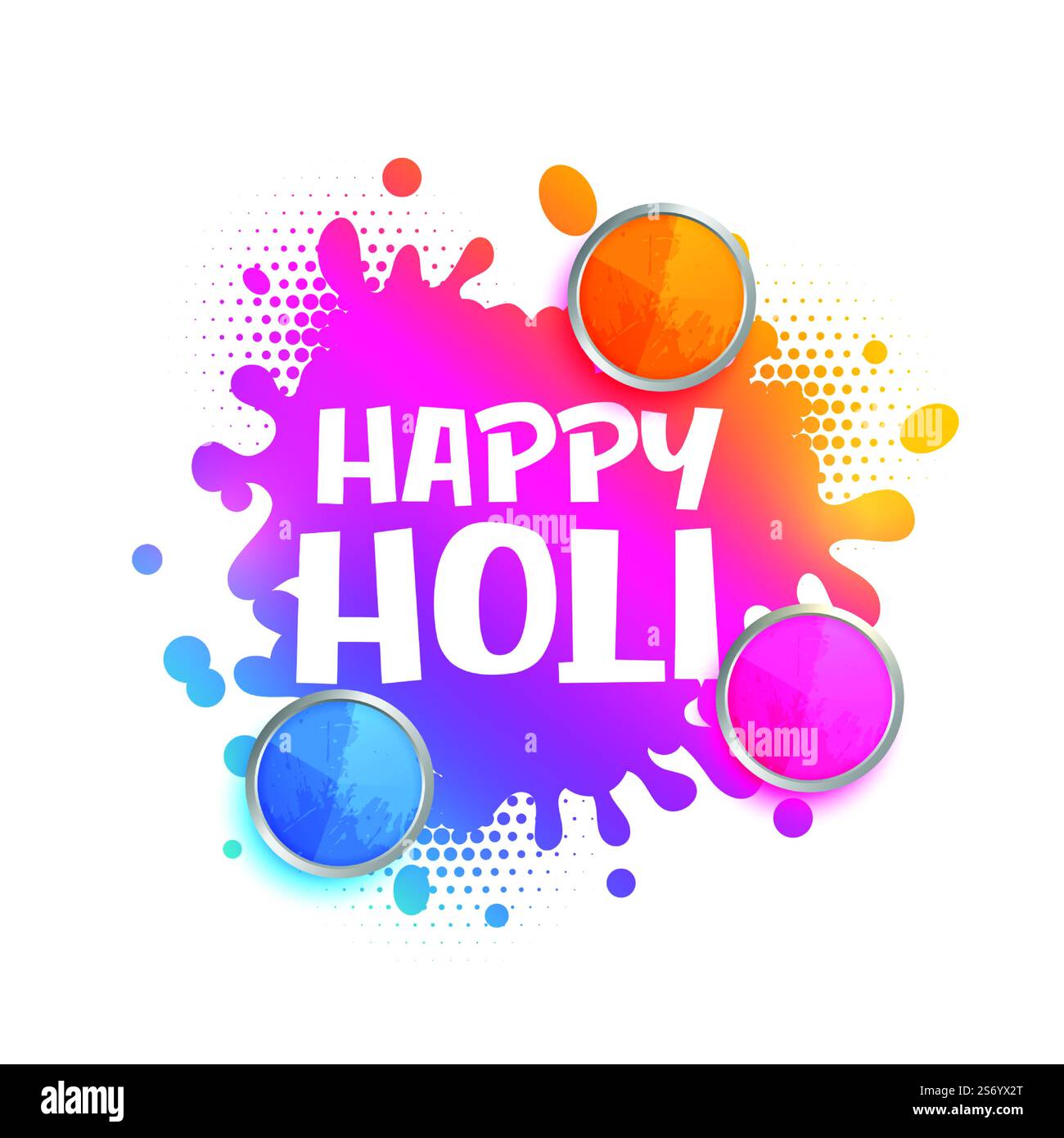 watercolor splash with gulal color plates for happy holi festival Stock ...