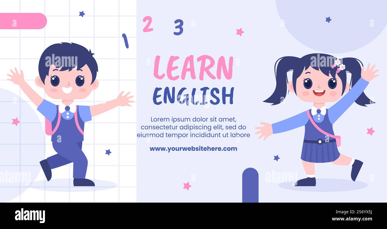 English Class Social Media Post Template Hand Drawn Cartoon Flat ...