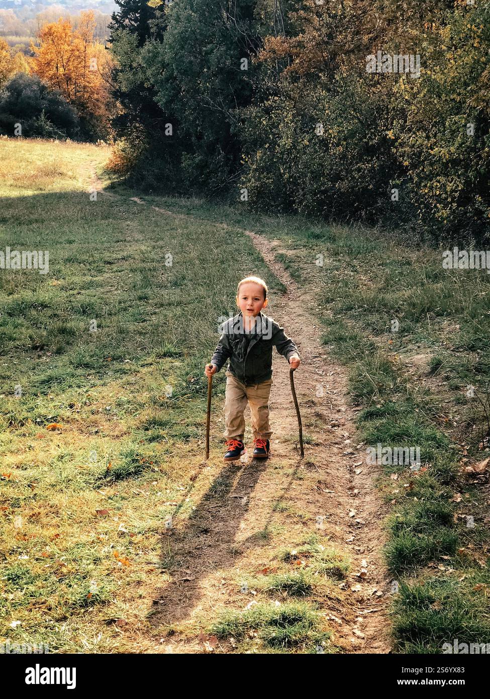 Child trekking in the Tuscan mountains Stock Photo - Alamy