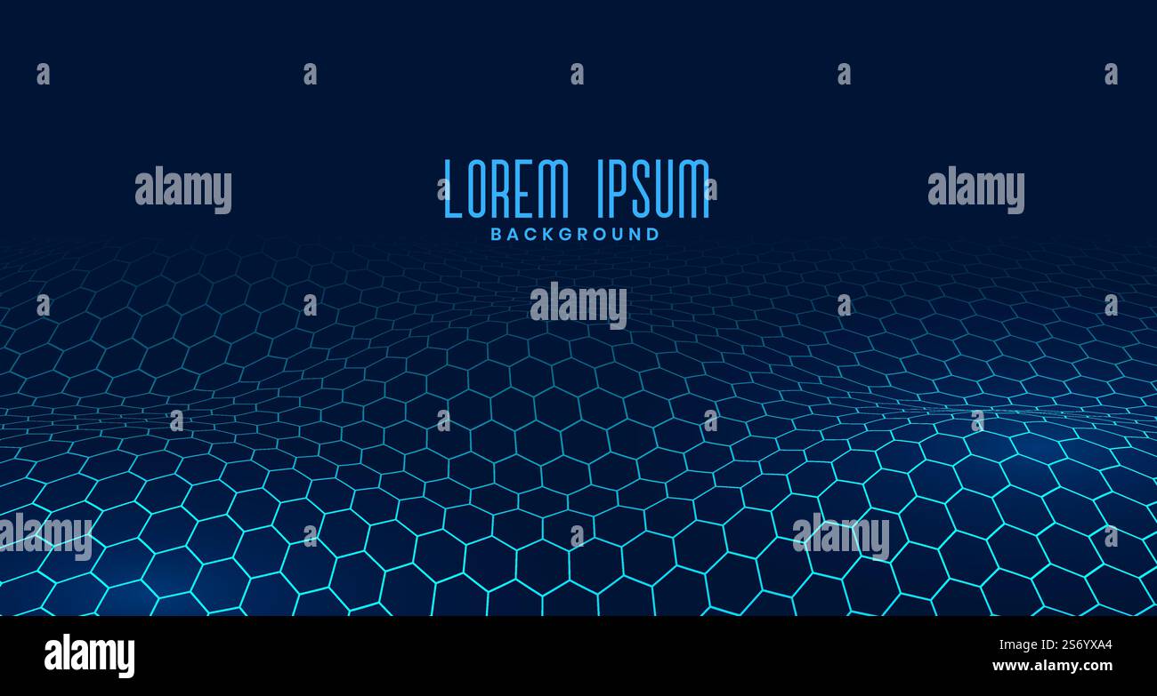 digital blue hexagonal pattern flowing in wavy form design Stock Vector ...