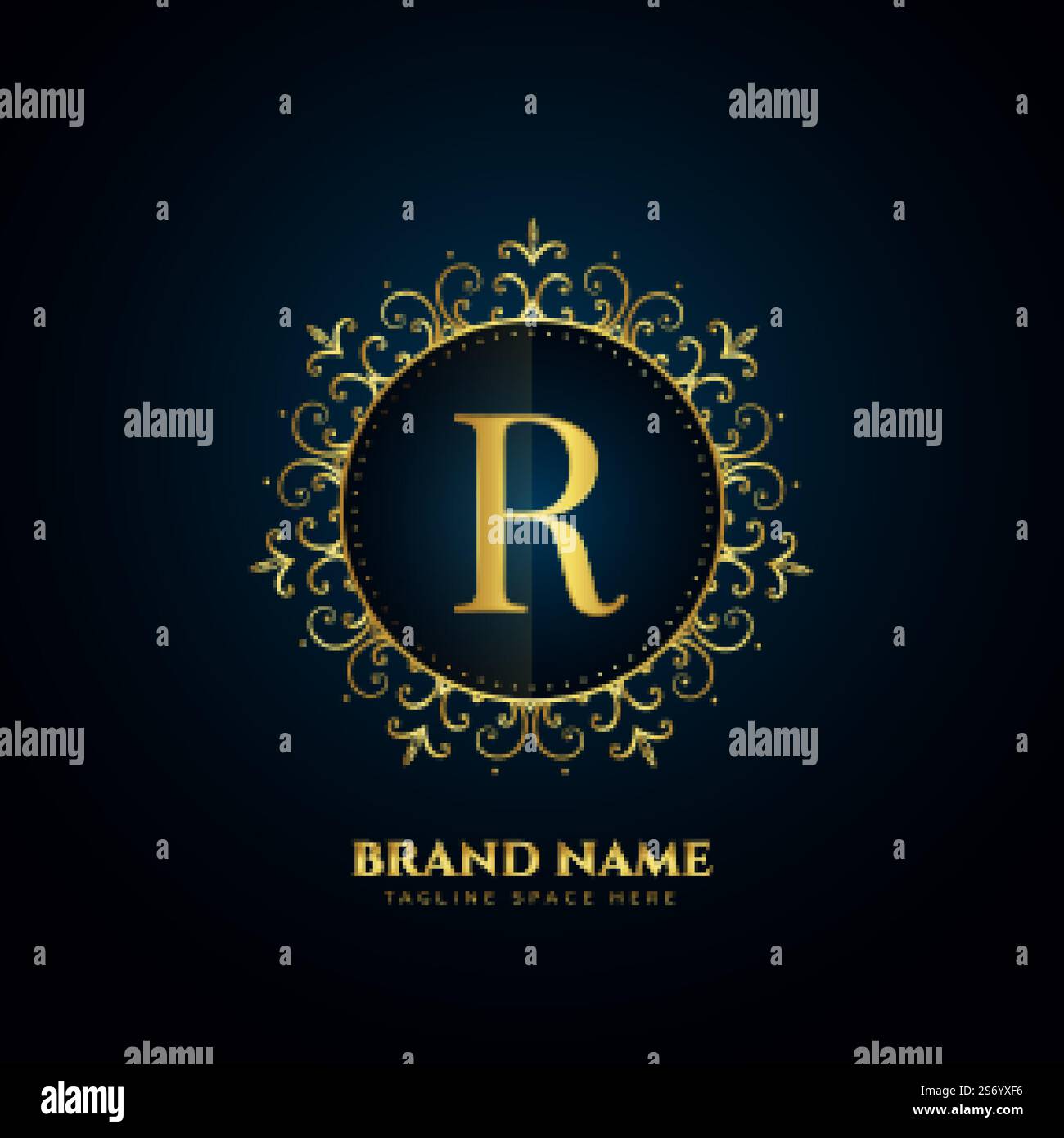letter R logo concept with golden florals Stock Vector Image & Art - Alamy