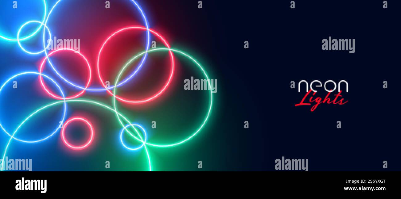 colorful circular neon lights banner Stock Vector Image & Art - Alamy
