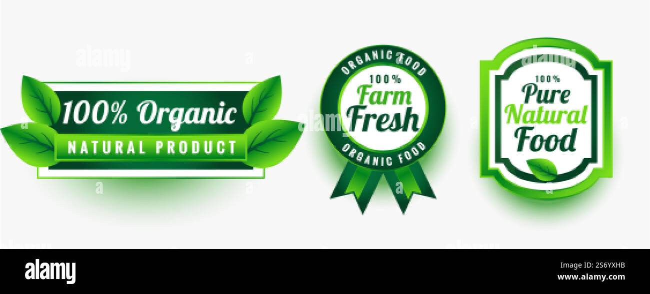 organic pure fresh natural food labels set Stock Vector Image & Art - Alamy