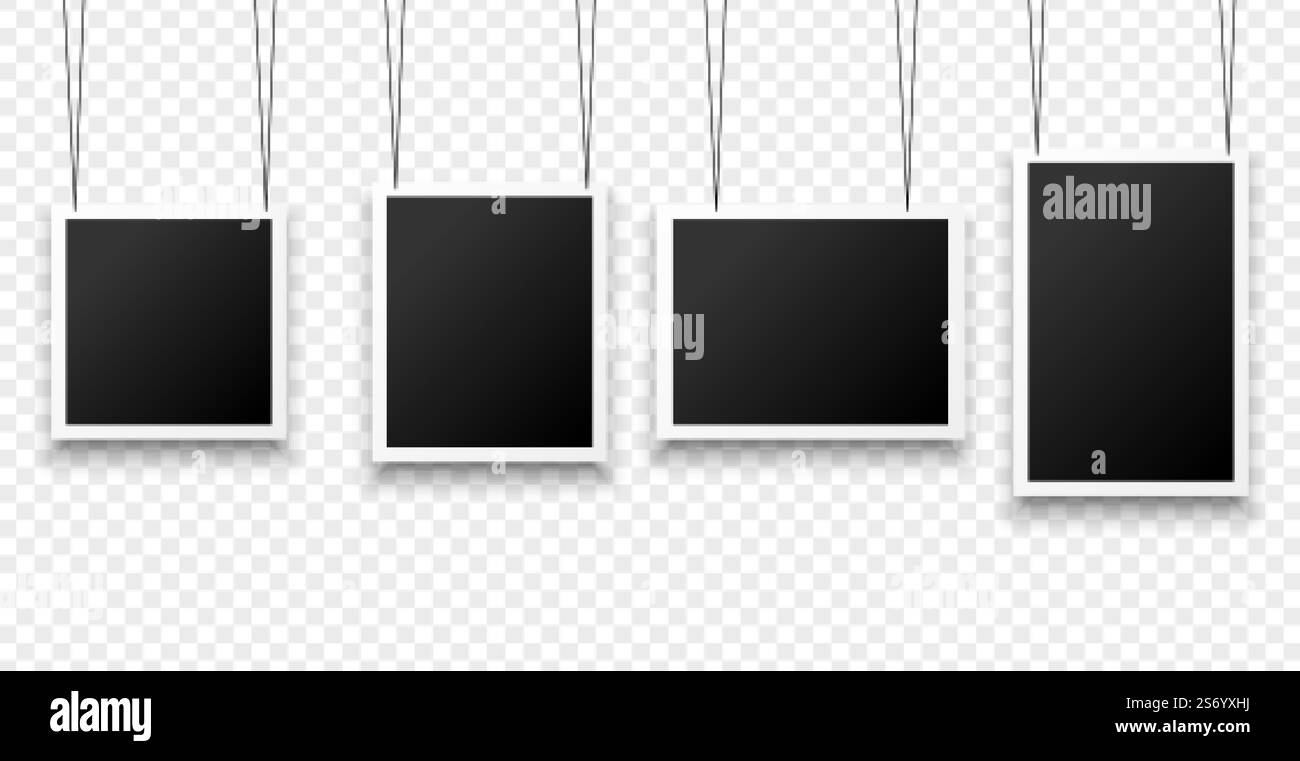 hanging photo frames in various sizes background Stock Vector Image ...