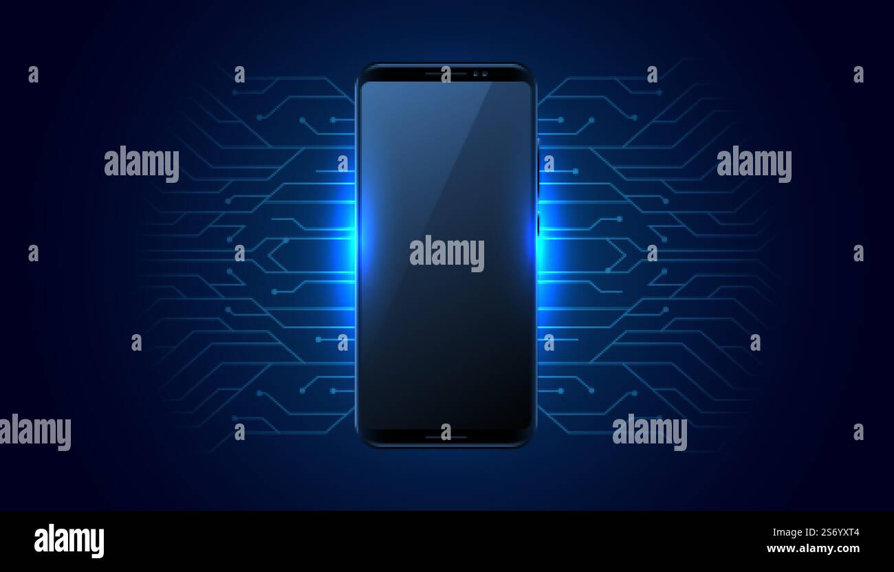 futuristic mobile technology with circuit lines background Stock Vector ...